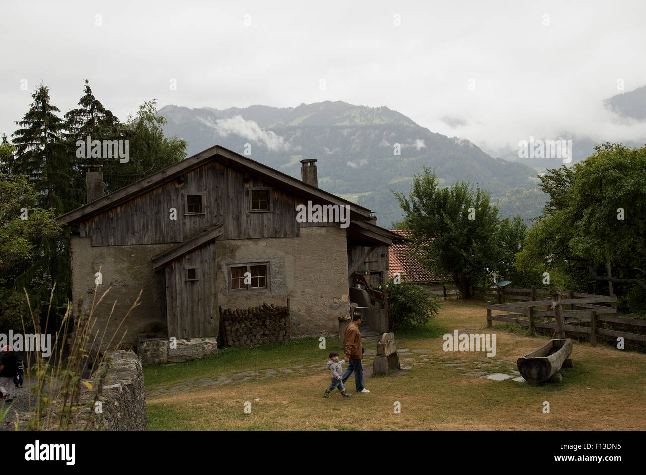 wet summer day at the Heidi village in Heididorf in Maienfeld ...