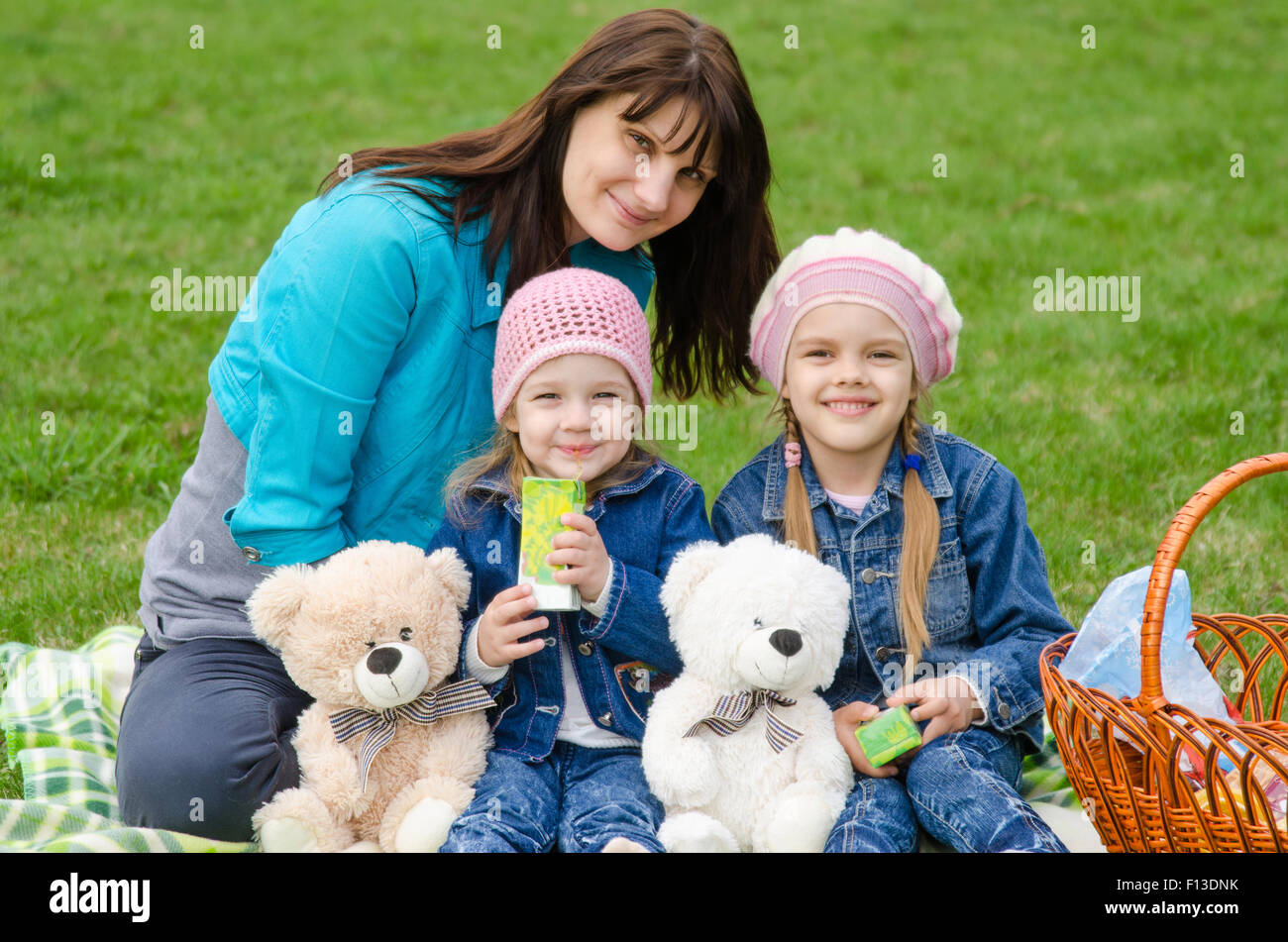 Incomplete family - mother, five-year and three year old daughter at a ...