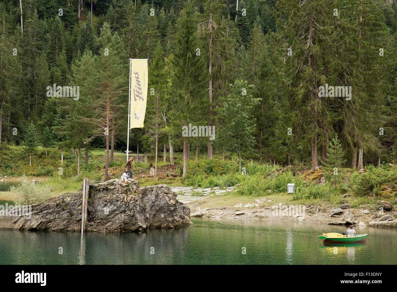 Overcast summer day at Lake Caumasee in Flims, Switzerland Stock Photo ...