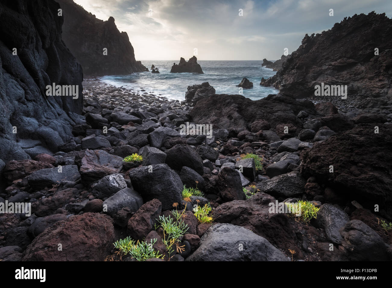 Black volcanic beach, Tenerife, Canary Islands, Spain Stock Photo - Alamy