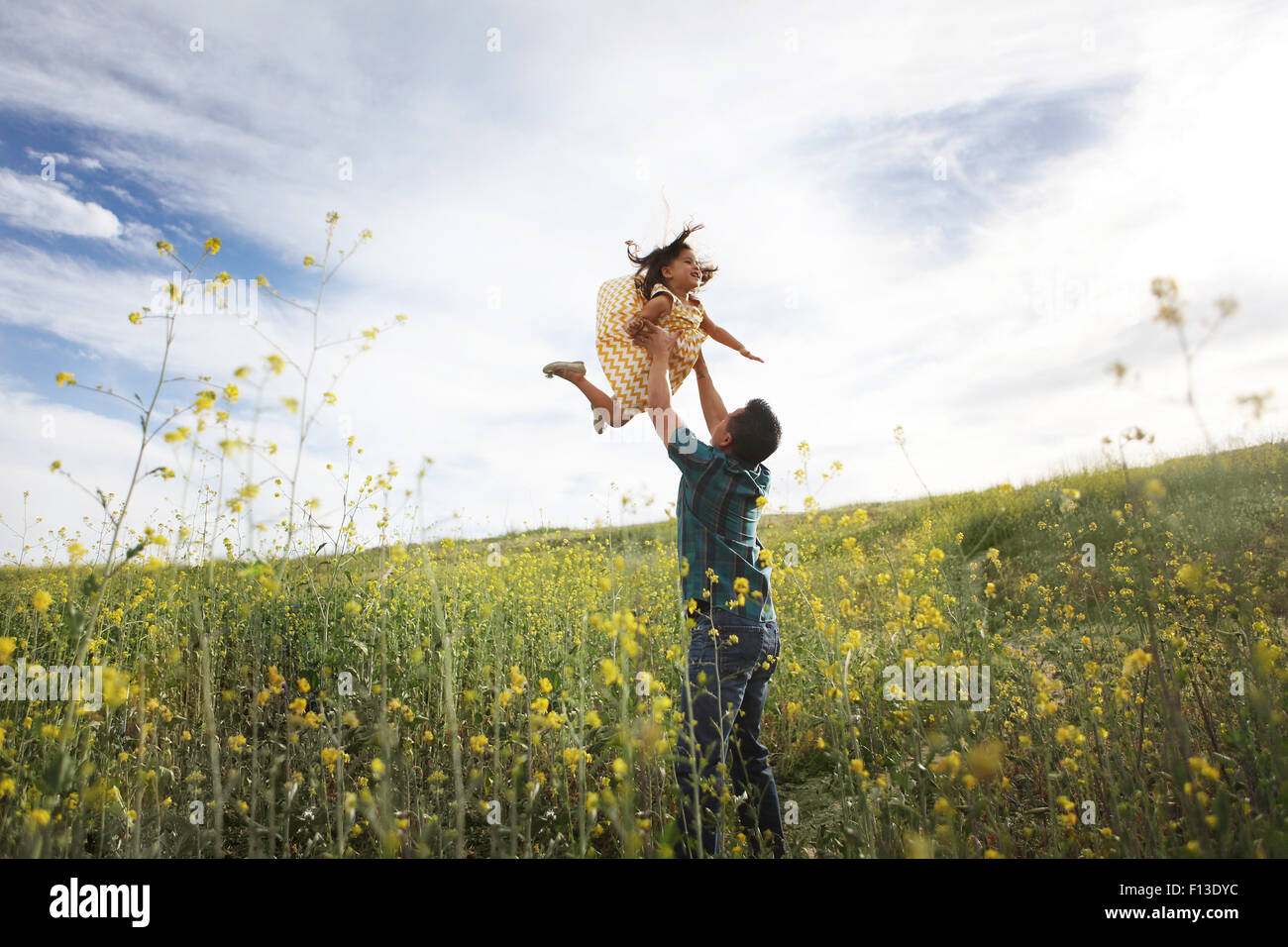 Father lifting daughter in the air Stock Photo - Alamy