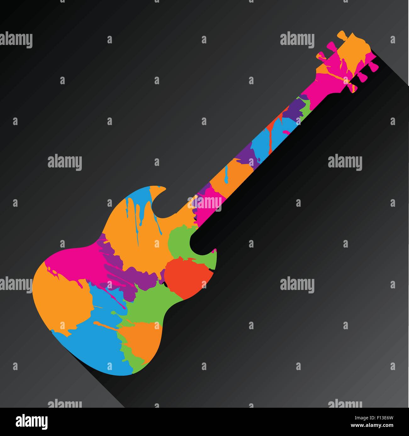 A Colorful Abstract Guitar Background Made With Splatter Stock Vector ...