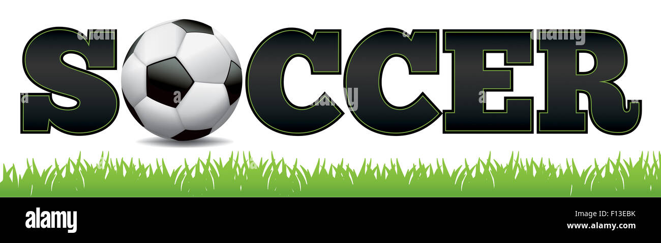 The word SOCCER written out in a ball and text Stock Photo - Alamy