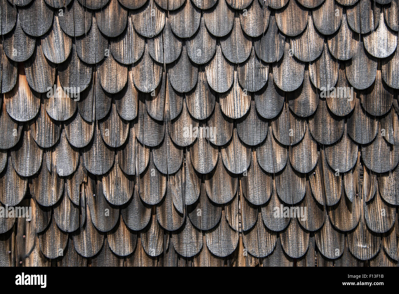 Patterns in Larch shingles Stock Photo - Alamy