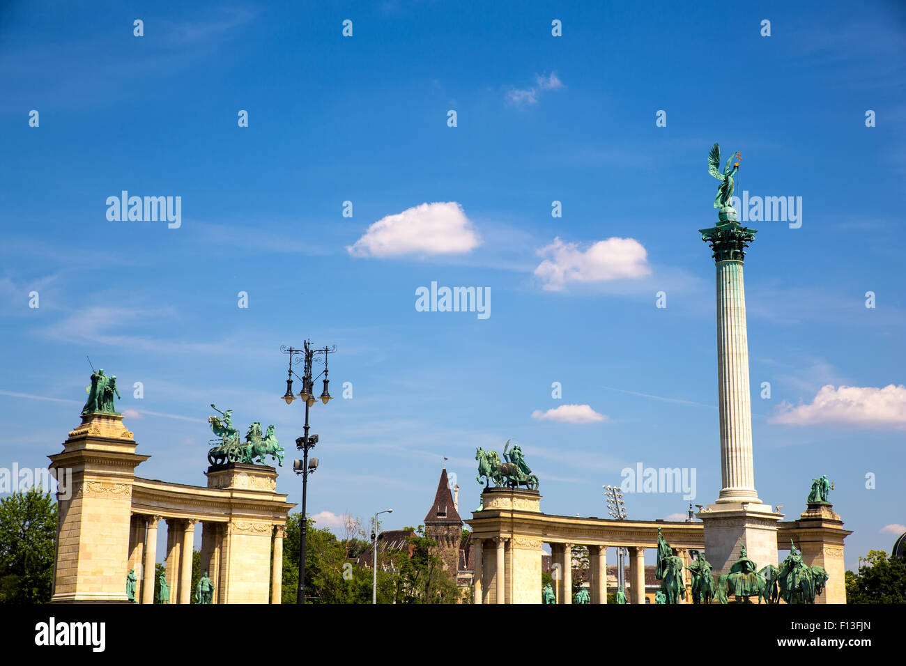 The Millenium Monument on the heroes square in Budapest, Hungary ...