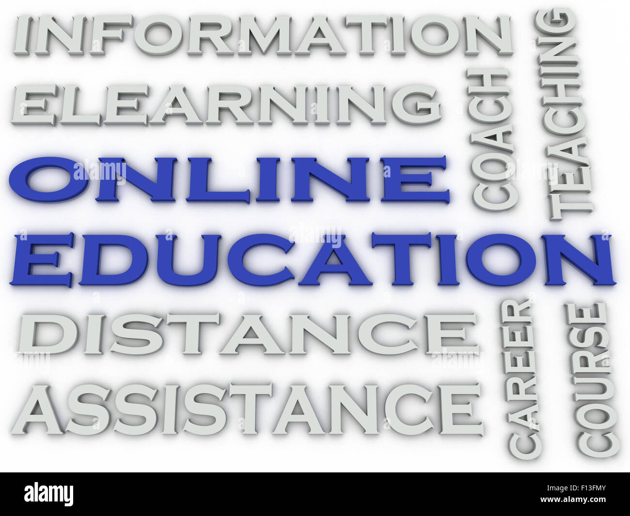 3d image Online education word cloud concept Stock Photo - Alamy