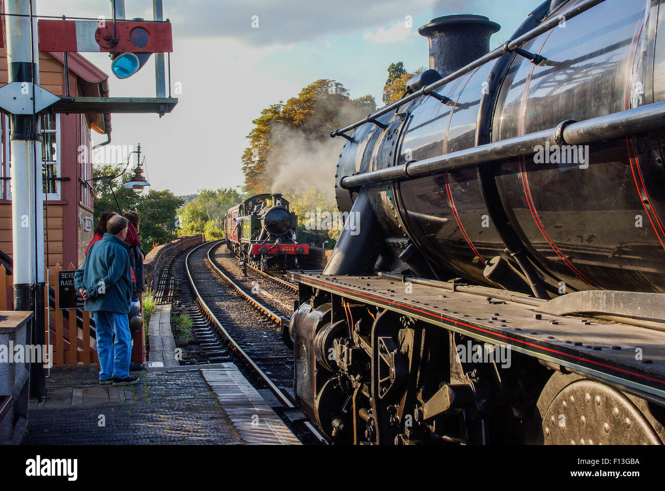 Bewdley station looking north, engine arriving from Bridgnorth, another ...