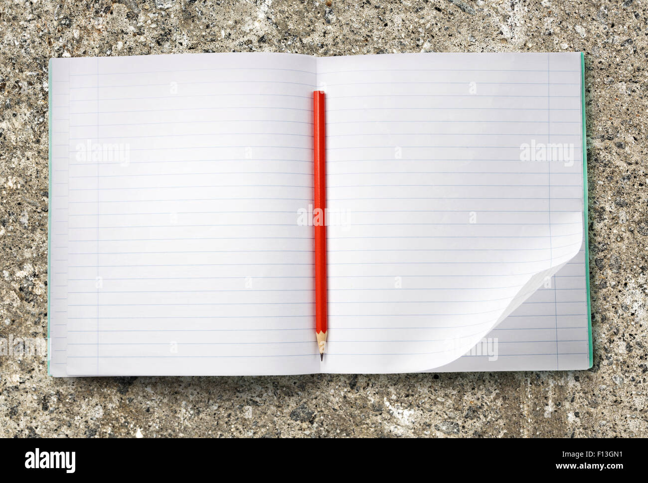 White blank open notebook with red pencil Stock Photo - Alamy White blank open notebook with red pencil Stock Photo - Alamy