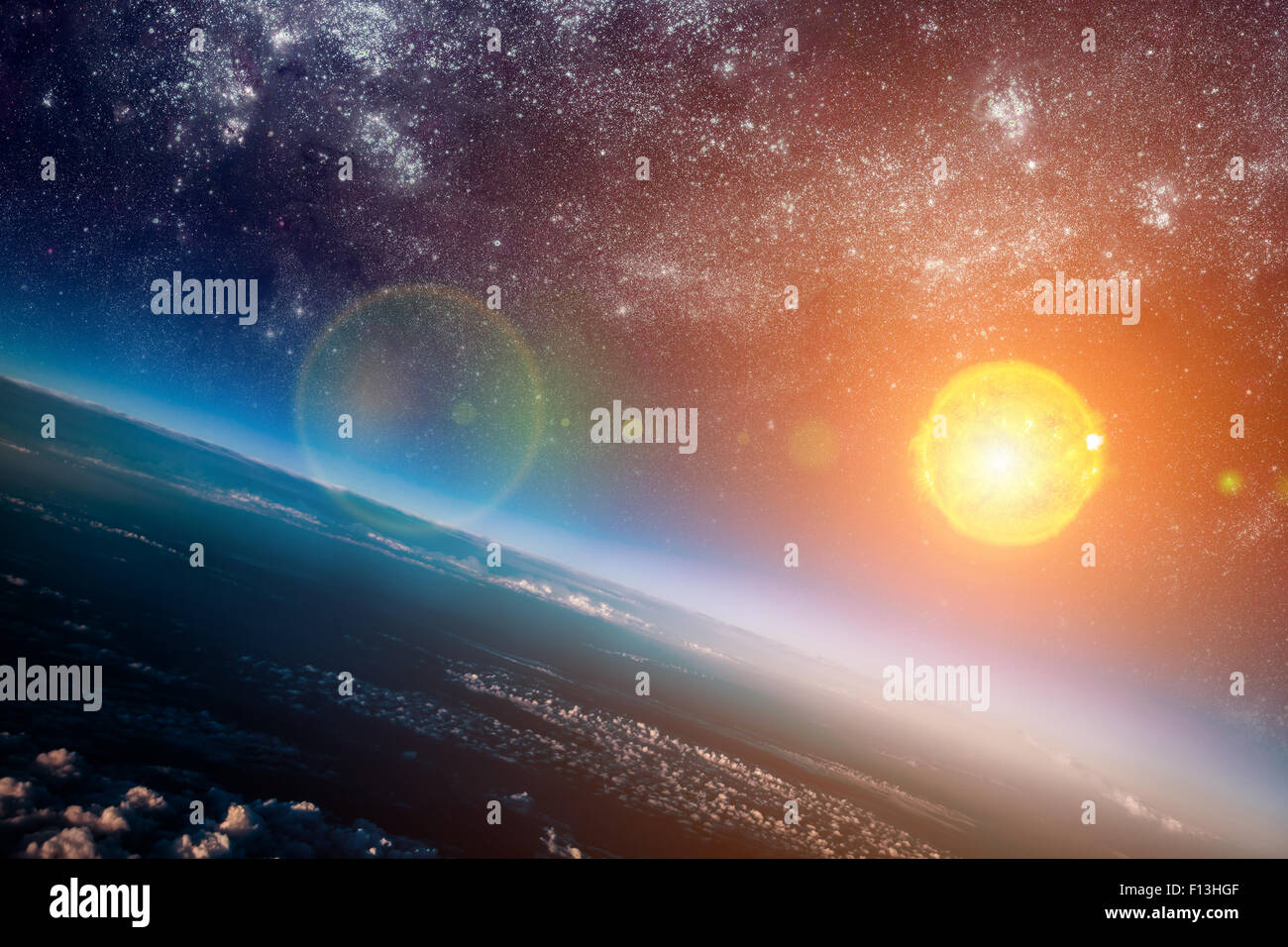 Photo of the sun in space. Elements of this image furnished by NASA ...