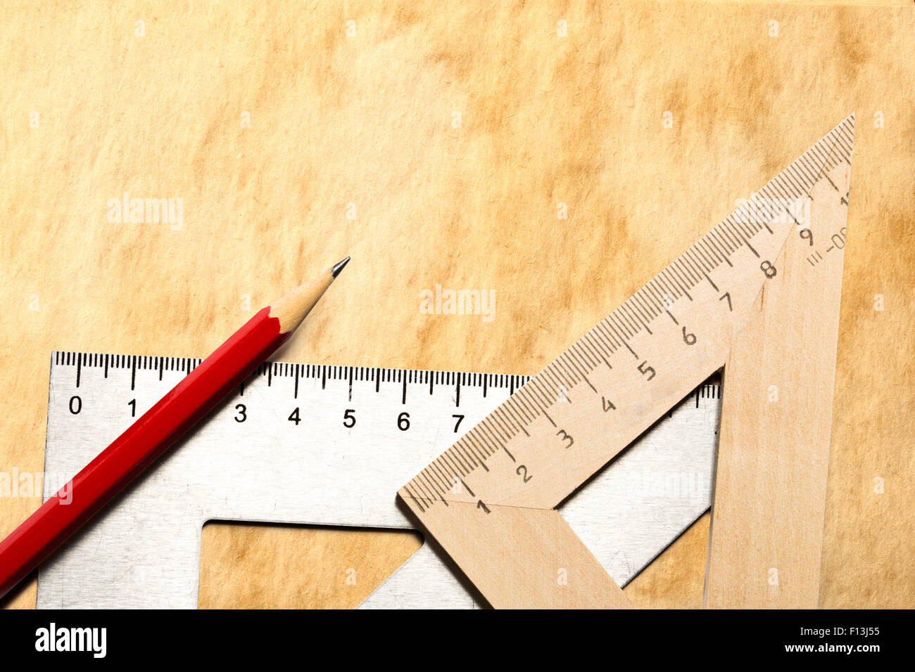 Drafting wooden and steel tools with pencil Stock Photo - Alamy