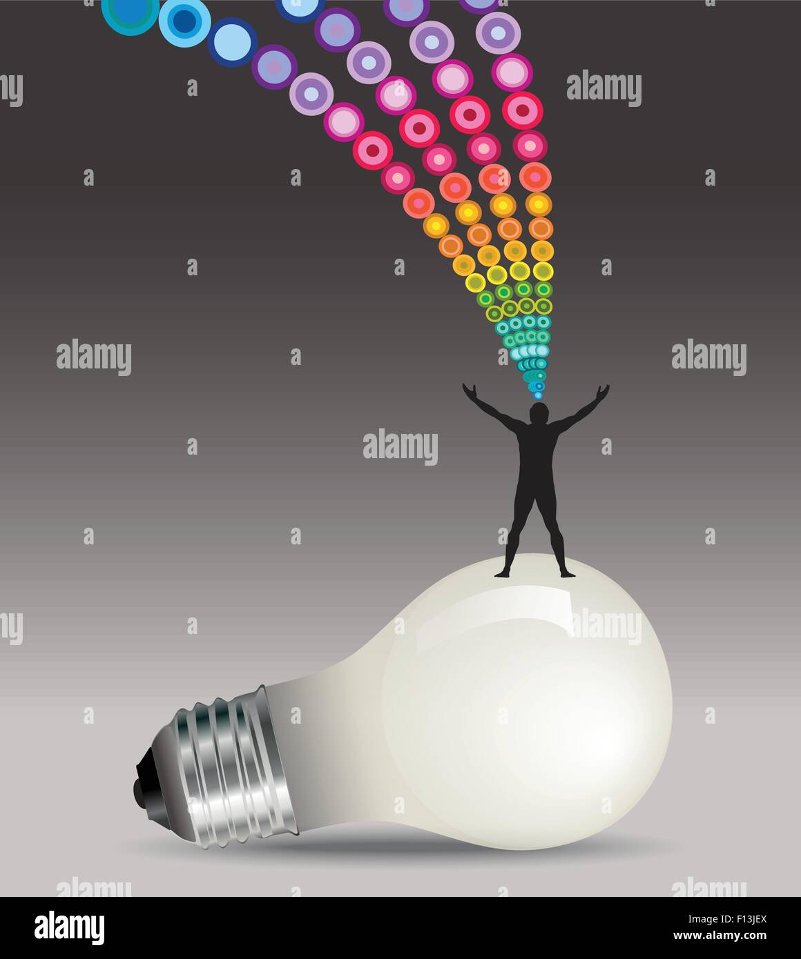 Lightbulb idea man concept on a gradient background Stock Vector Image ...