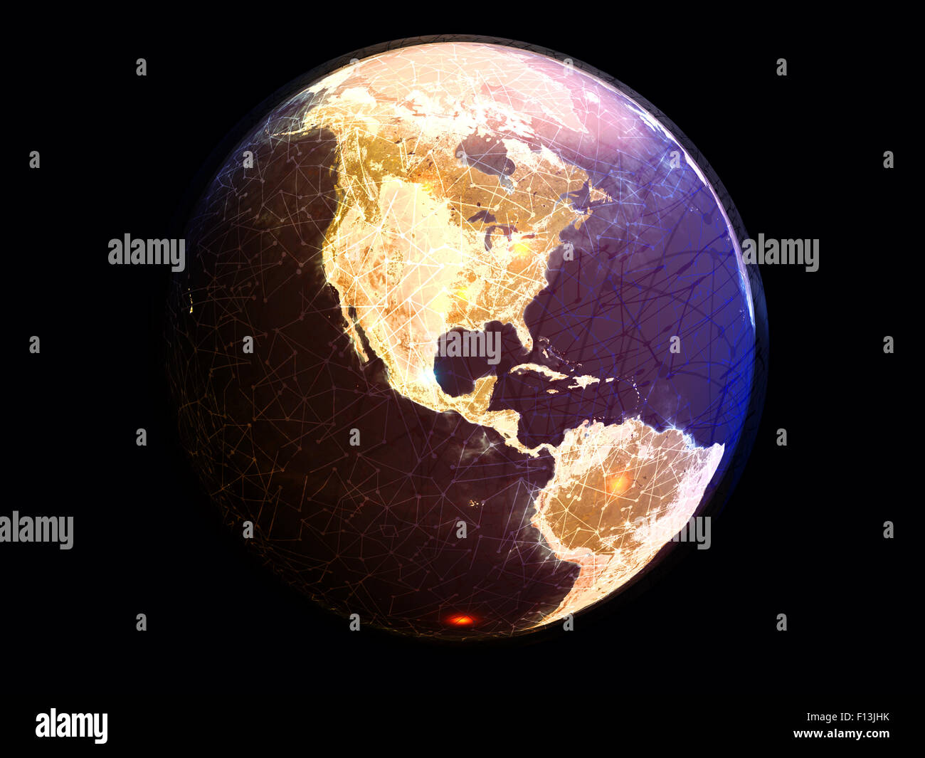 A globe showing global electronic communications and nodes Stock Photo ...