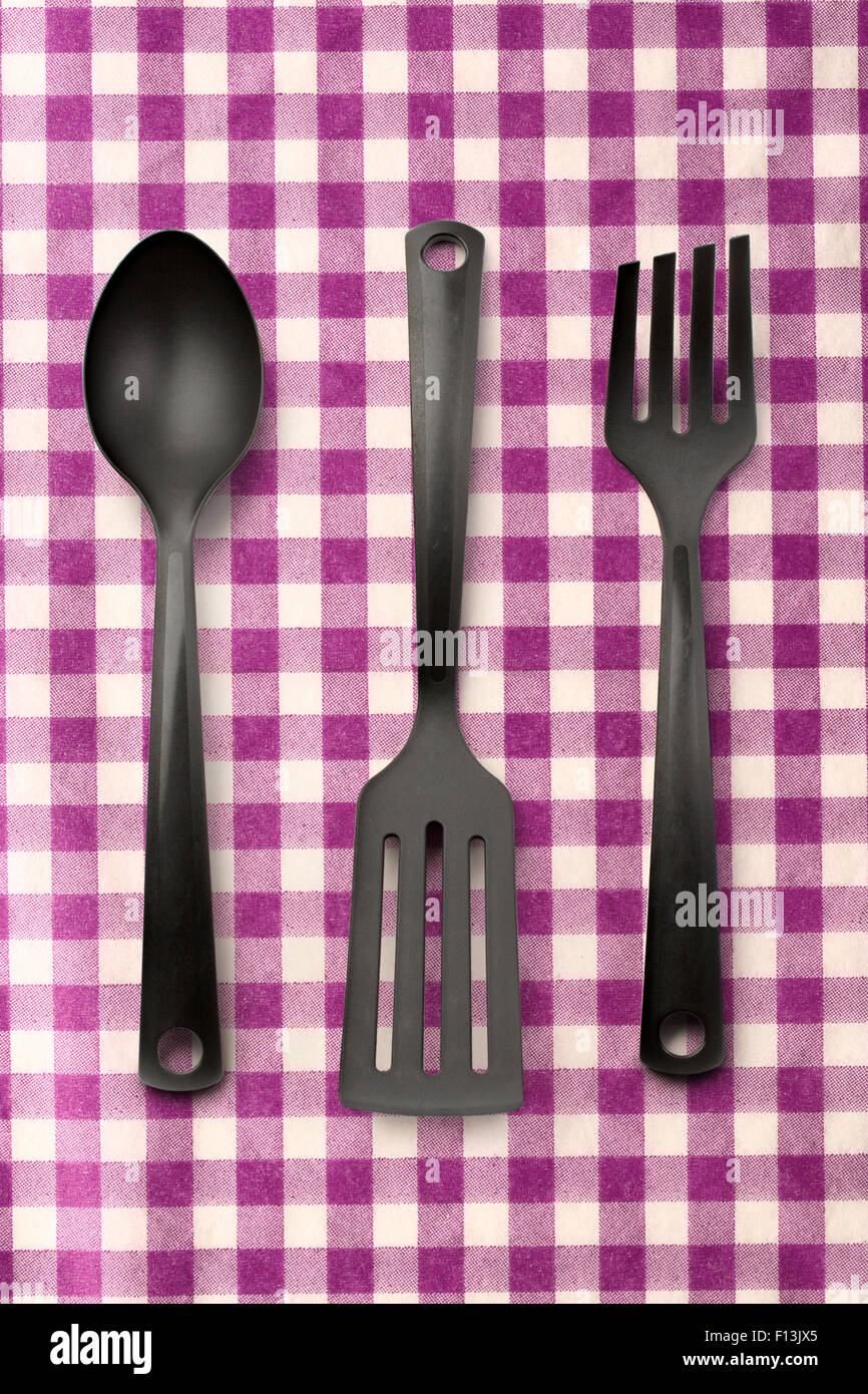 Kitchen utensil collection of spoon, spatula and fork Stock Photo - Alamy