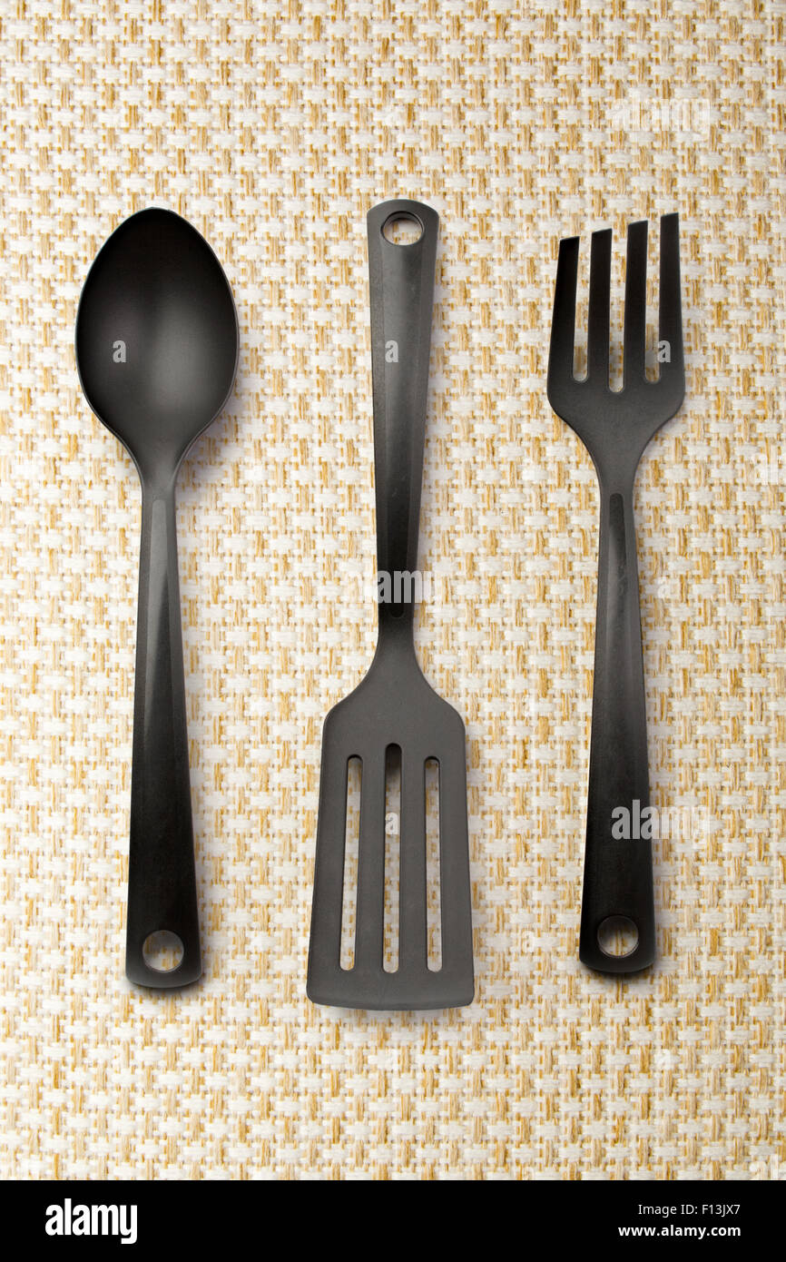 Kitchen utensil collection of spoon, spatula and fork Stock Photo - Alamy