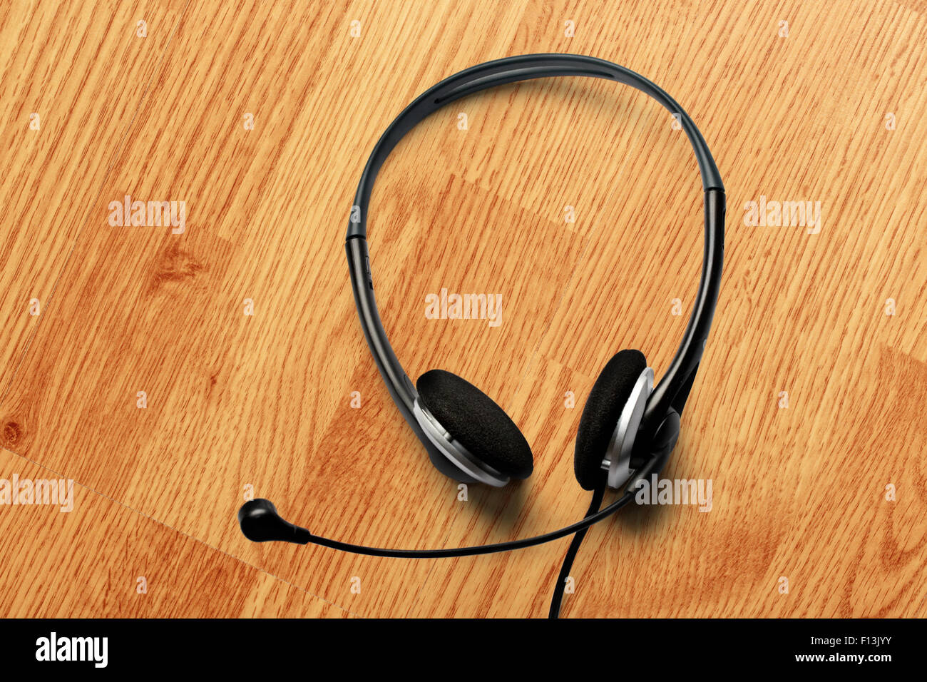 Black headset of headphones and microphone closeup Stock Photo - Alamy