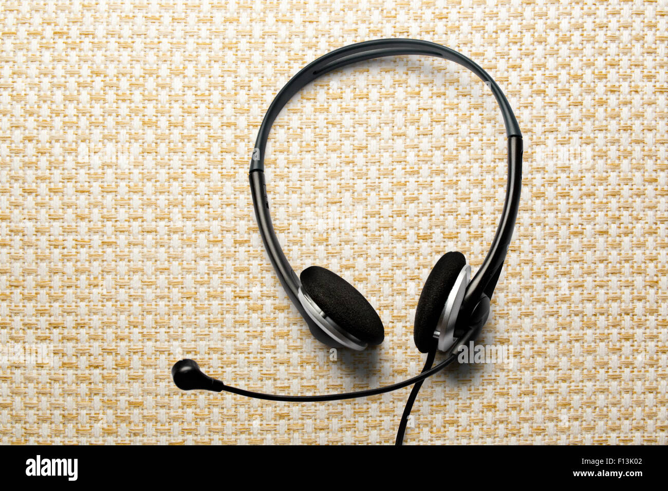 Black headset of headphones and microphone closeup Stock Photo - Alamy