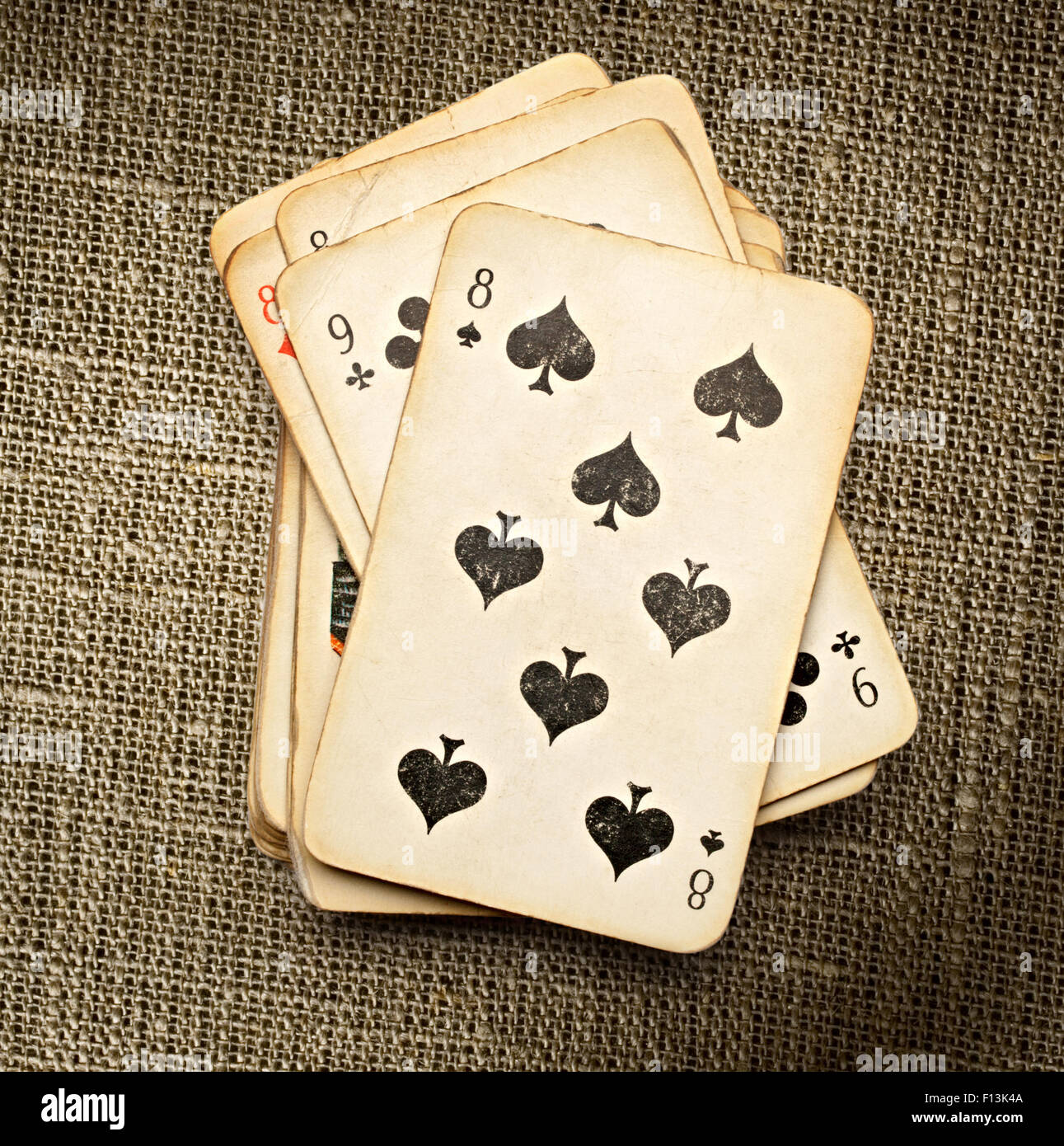 Pack of old playing cards in closeup Stock Photo - Alamy
