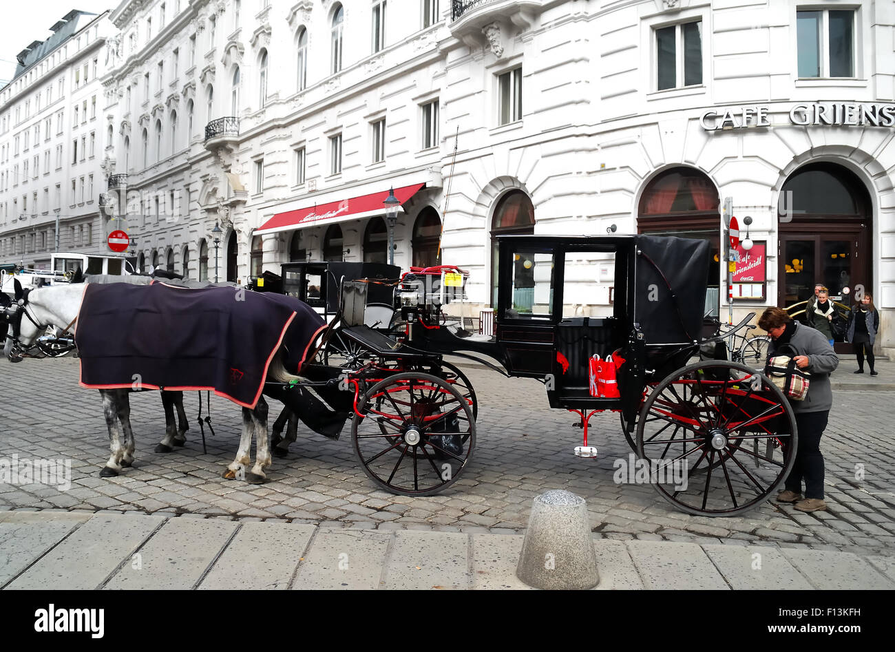 Vienna, a fiacre. The fiacre is the tipical Viennese cab Stock Photo ...