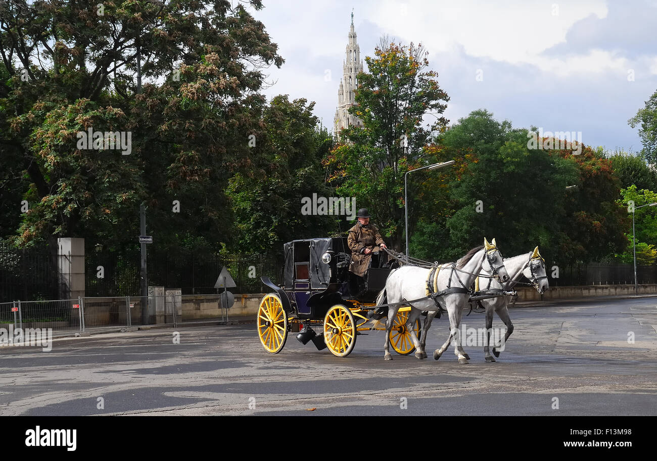 Vienna, a fiacre. The fiacre is the tipical Viennese cab Stock Photo ...