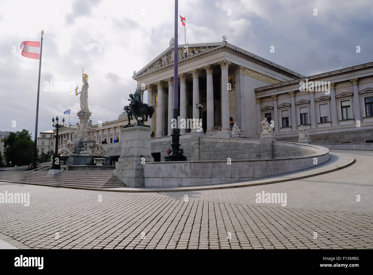 Vienna, Austria, the Austrian Parliament building in Ringstrasse ...