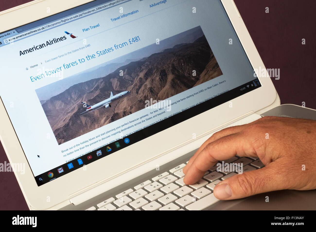 Website belonging to American Airlines being viewed on a laptop ...