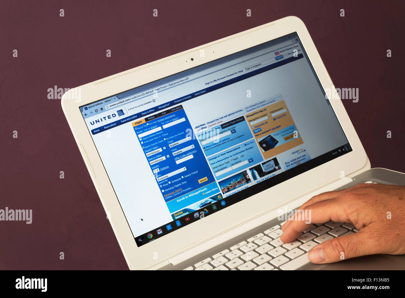 Website belonging to United Airlines being viewed on a laptop computer ...