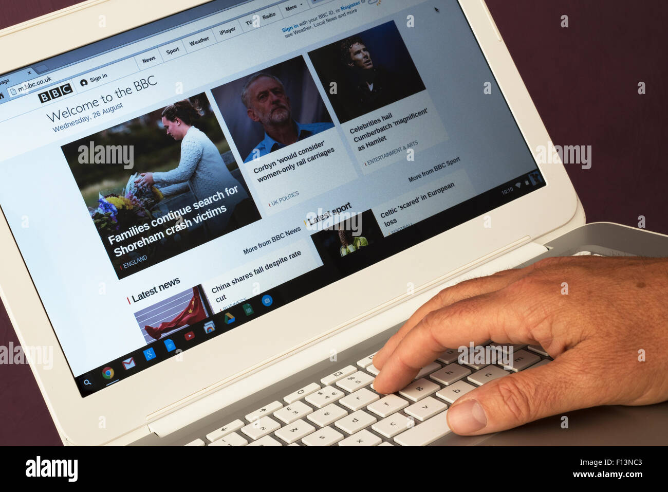 Website belonging to the BBC being viewed on a laptop computer Stock ...