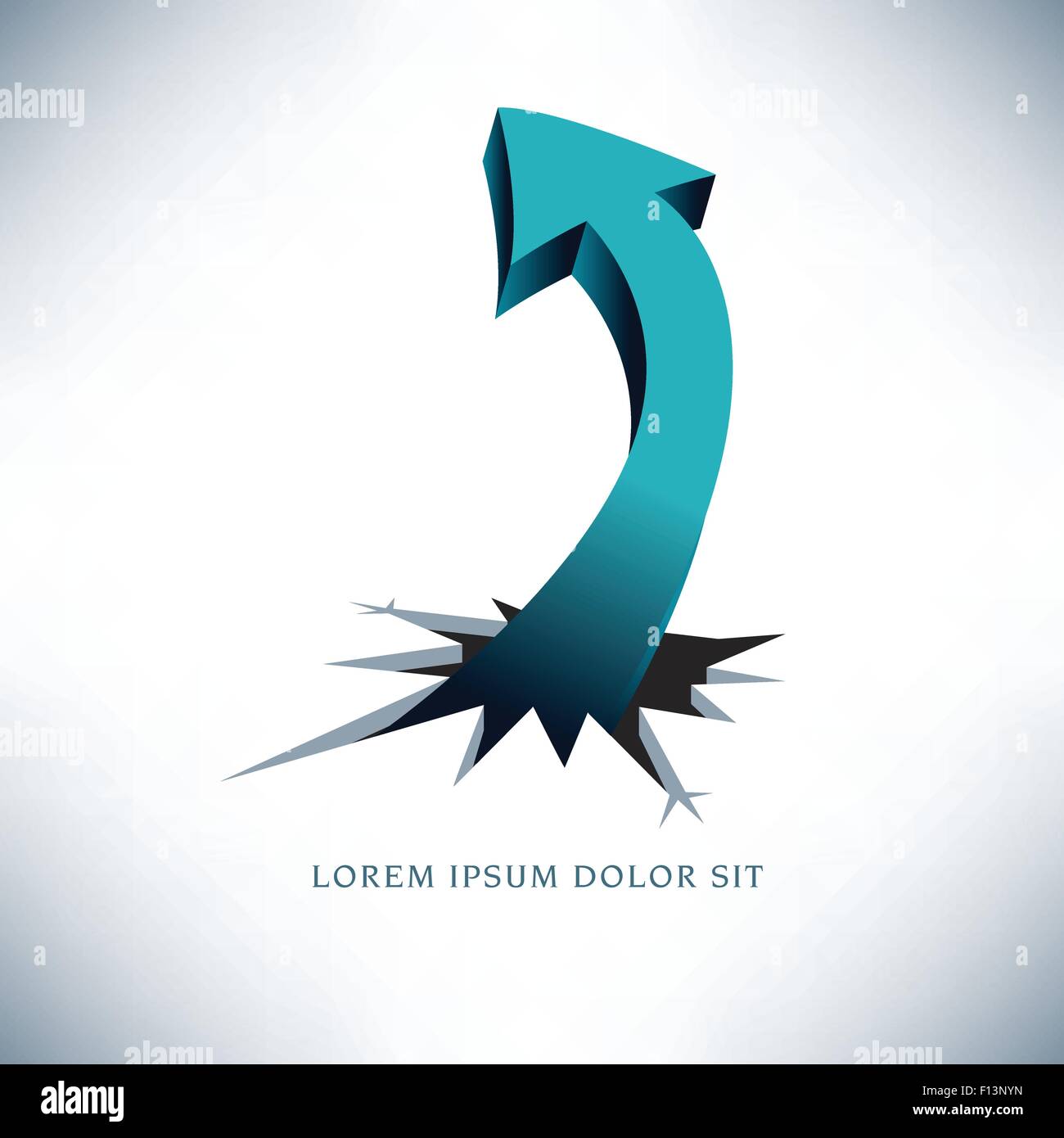 An Arrow Breaks Through to Show the Way on a Plain Background Stock ...