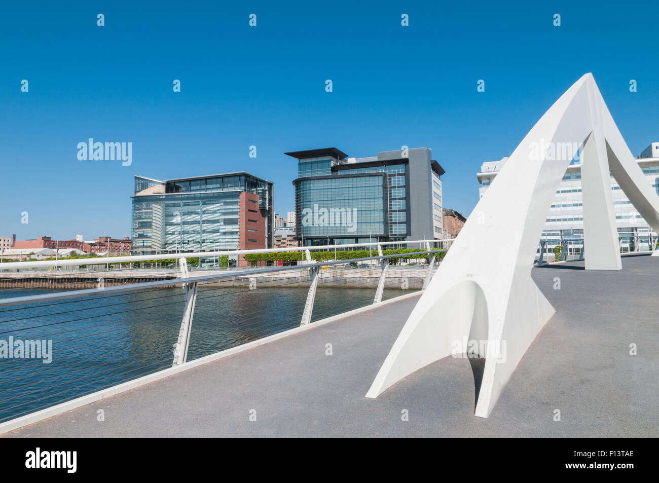 Tradeston (squiggly Bridge) Pedestrian Bridge over the River Clyde City ...