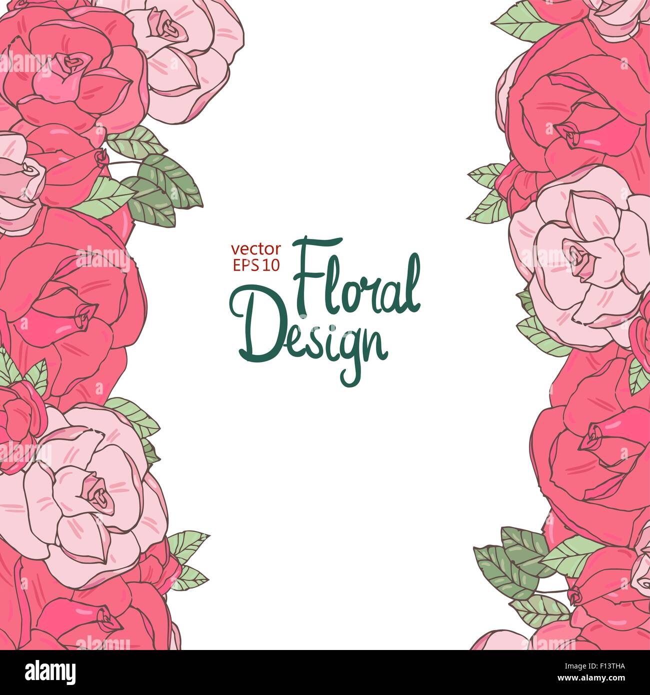 Vintage wedding border with pink roses Stock Vector Image & Art - Alamy
