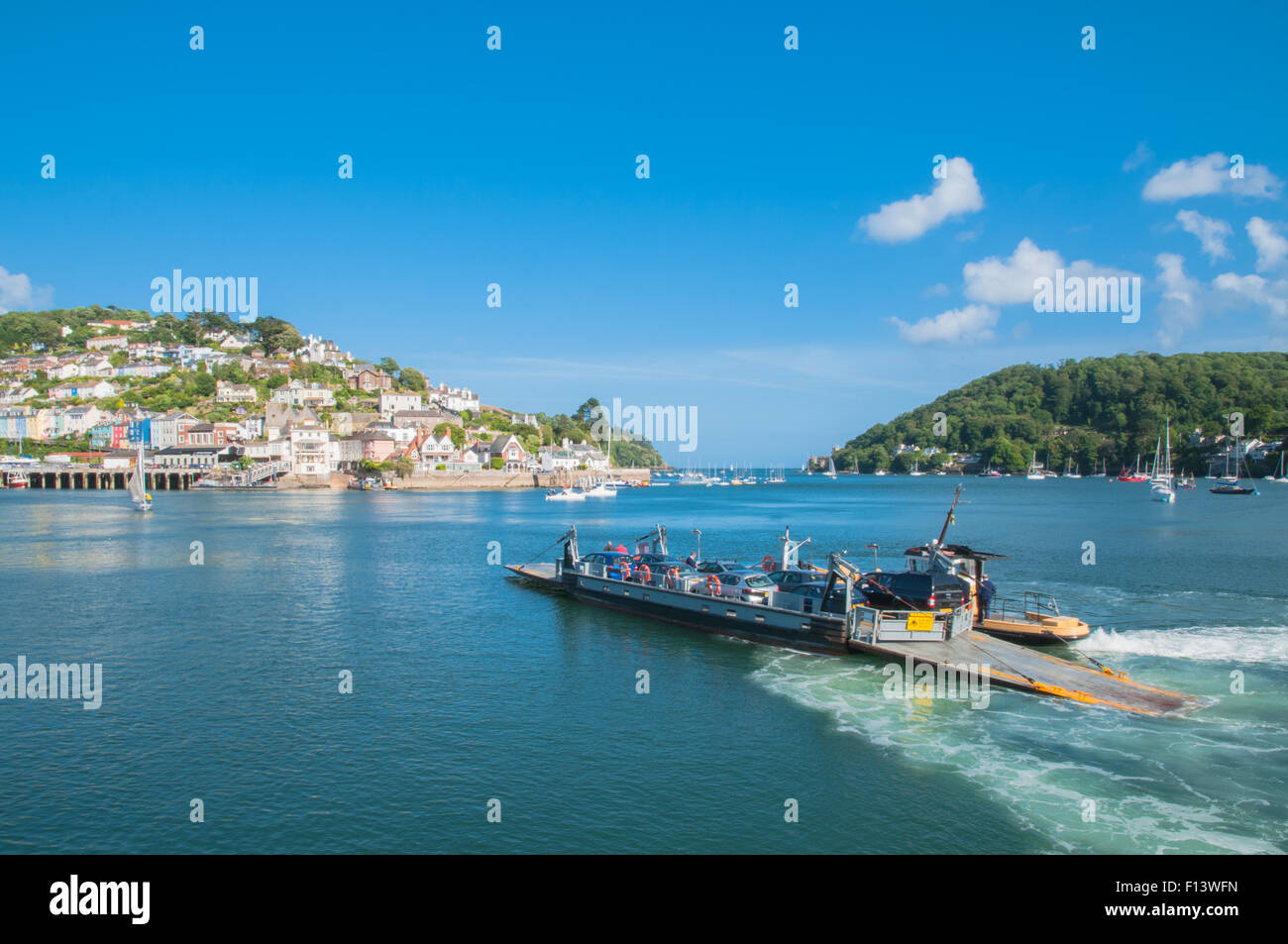 Lower car ferry on River Dart Dartmouth with Kingswear in background ...