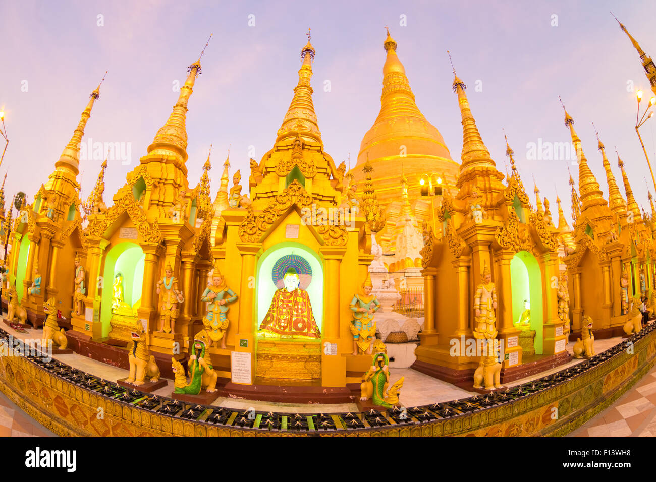 Swedagon Paya at dawn in Yangon, Myanmar Stock Photo - Alamy