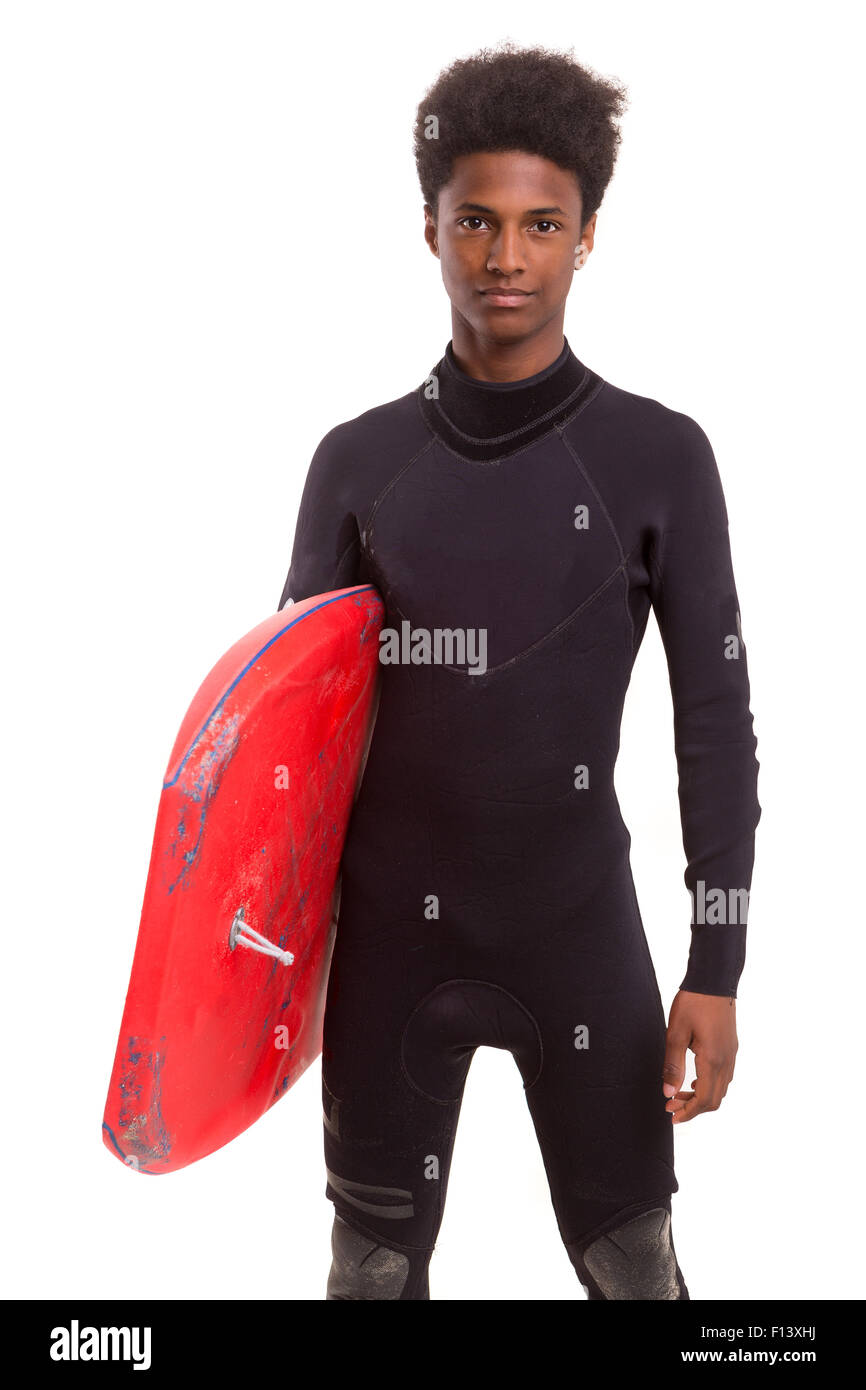 A young black bodyboarder posing in studio Stock Photo - Alamy