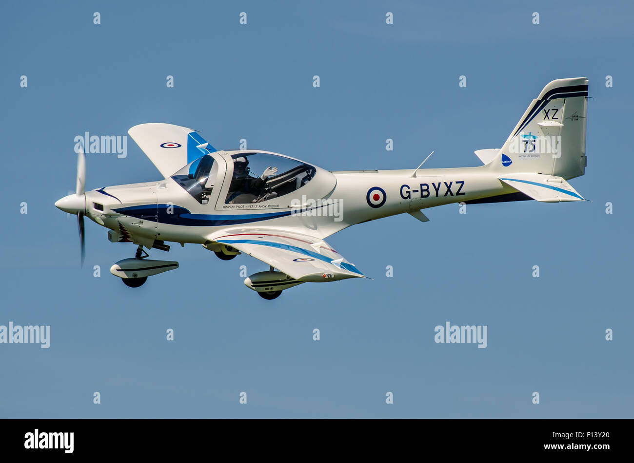 Flt Lt Andy Preece displaying the RAF Grob Tutor training plane at ...