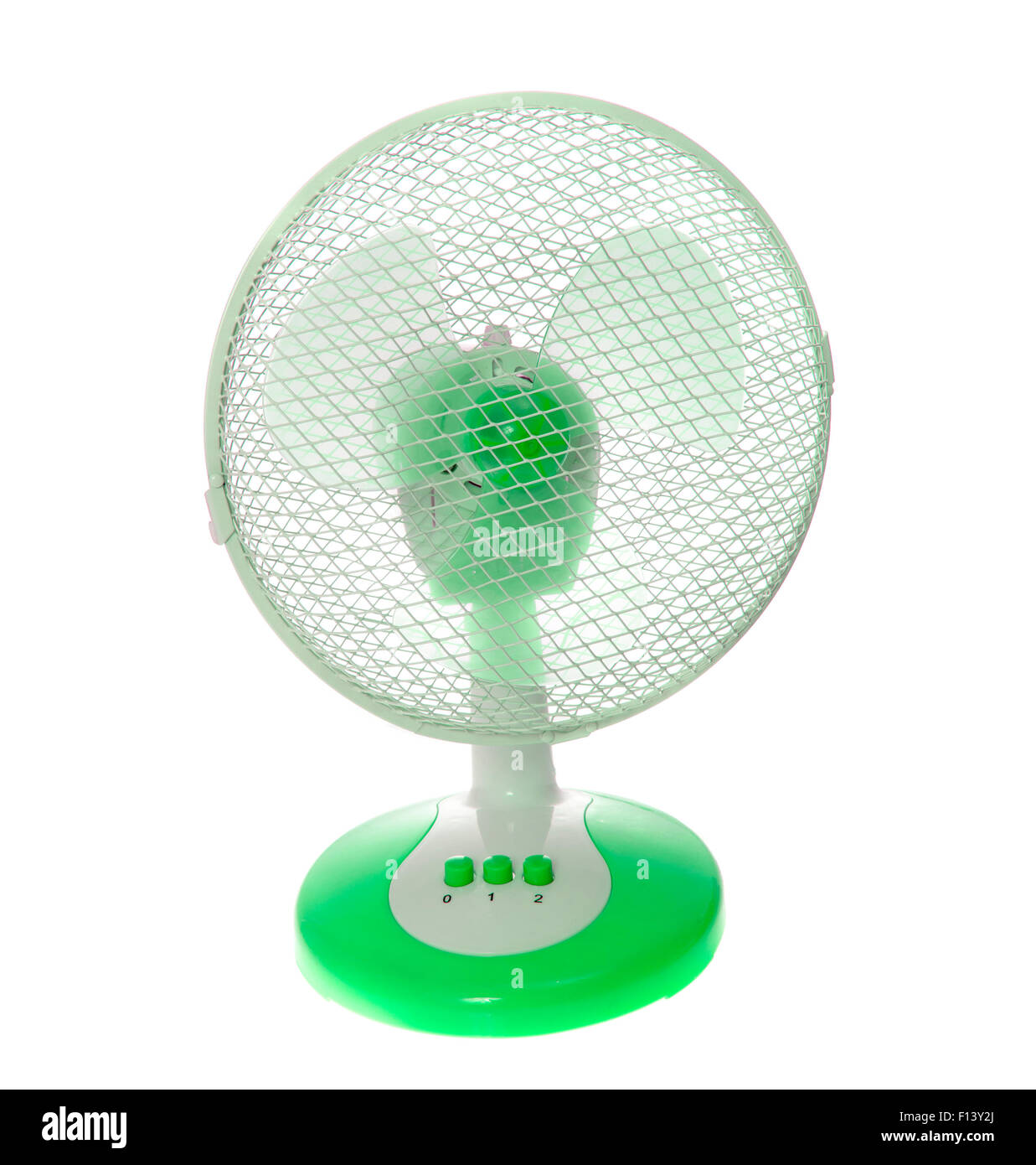 Working Table Electric Green Fan. Isolated on White Background Stock ...