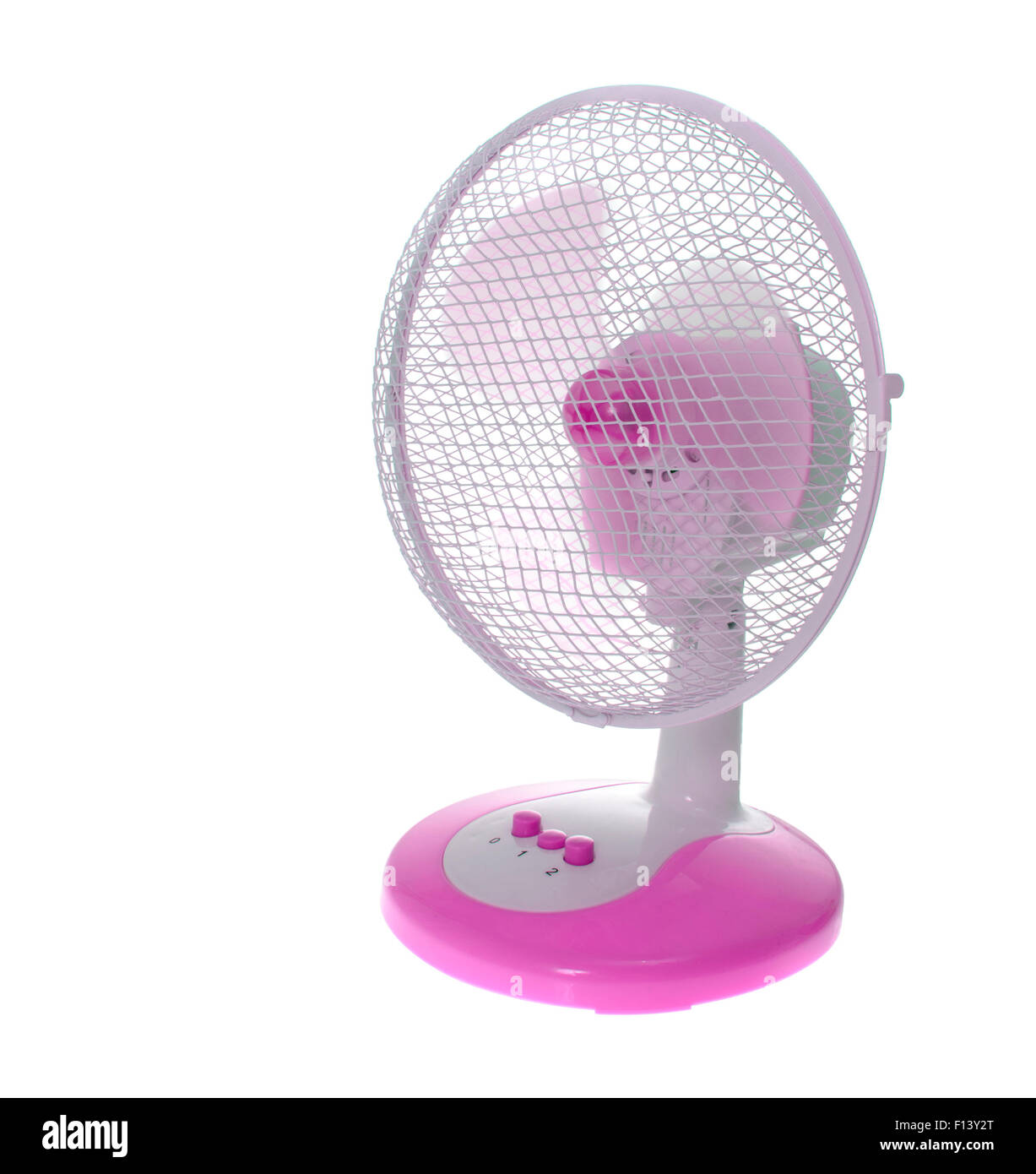 Working Table Electric Pink Fan. Isolated on White Background Stock ...