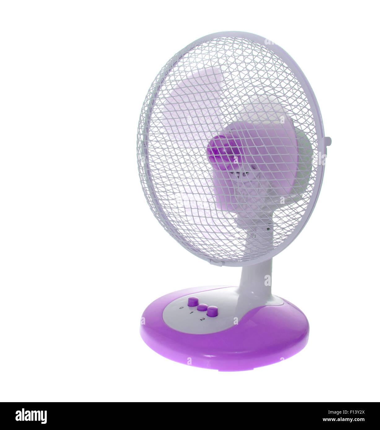 Working Table Electric Violet Fan. Isolated on White Background Stock ...