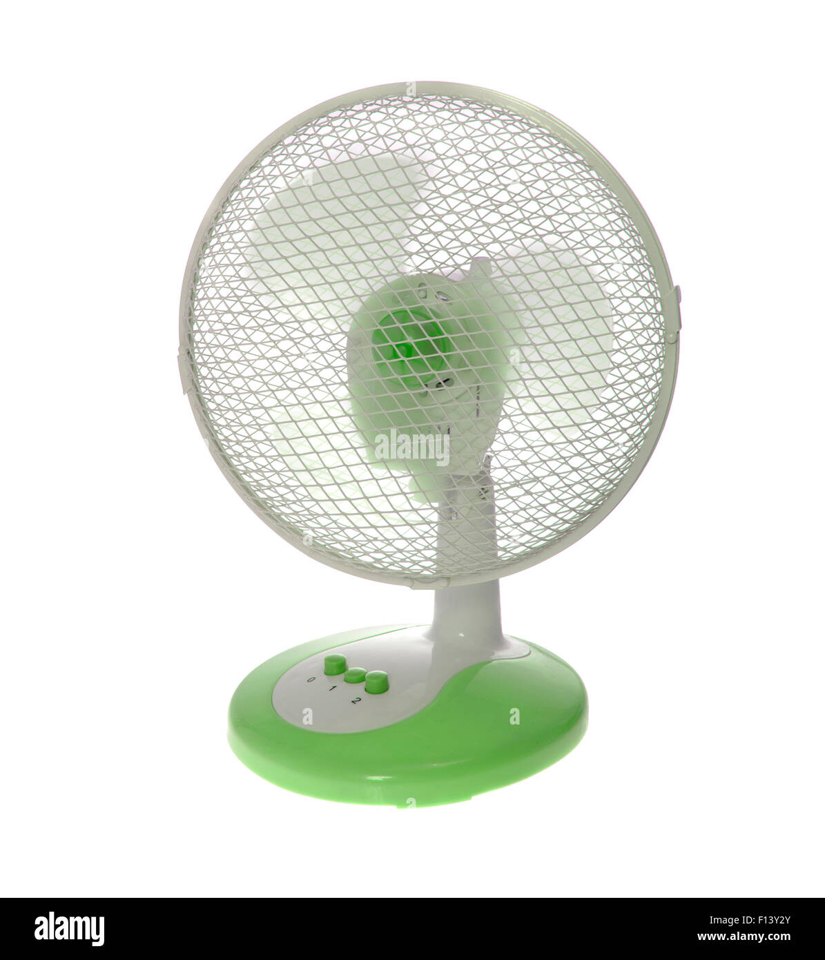 Working Table Electric Green Fan. Isolated on White Background Stock ...