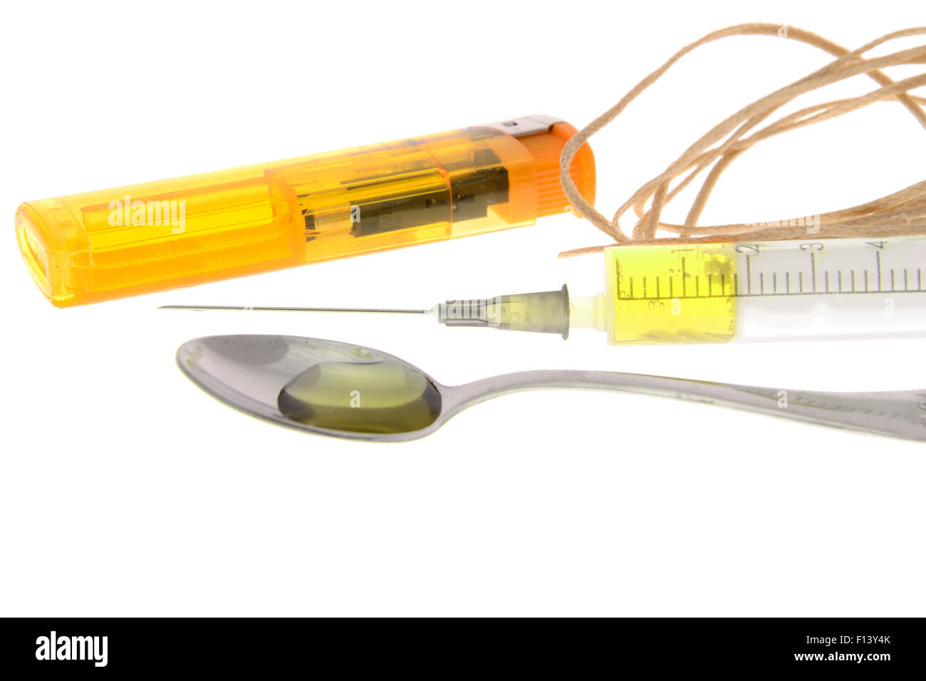 Addictions: syringe, drug. Isolated on White Background Stock Photo - Alamy
