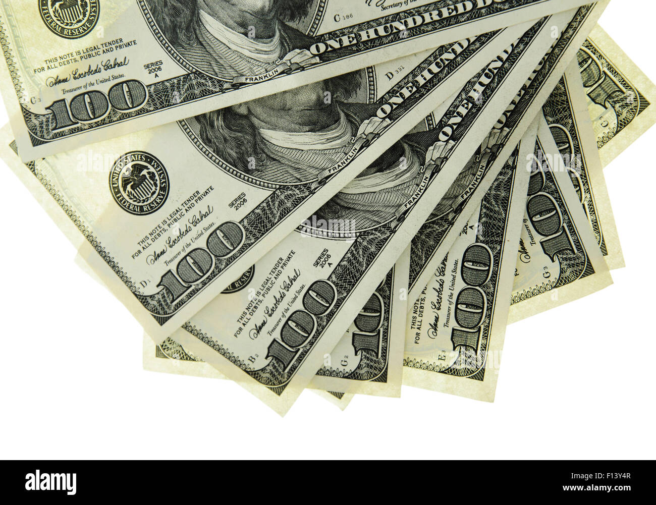 Cash. 100 Dollars US. Isolated on White Background Stock Photo - Alamy