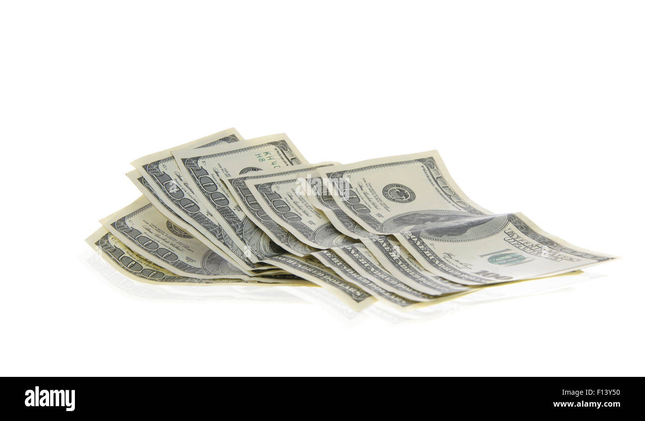 Cash. 100 Dollars US. Isolated on White Background Stock Photo - Alamy