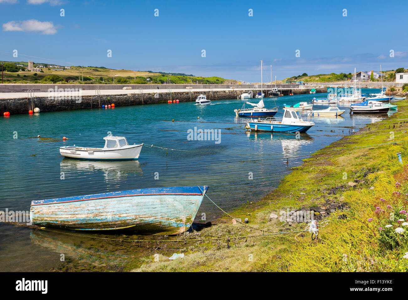 The historic harbour at Hayle on the North Coast of Cornwall England UK ...