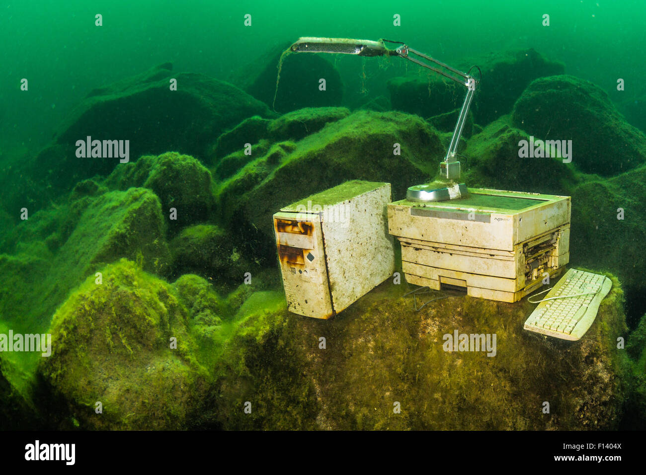 Computer at the bottom of the lake Stock Photo - Alamy