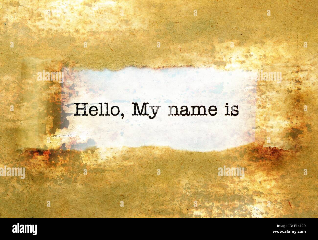 Hello, my name is text on wall Stock Photo - Alamy