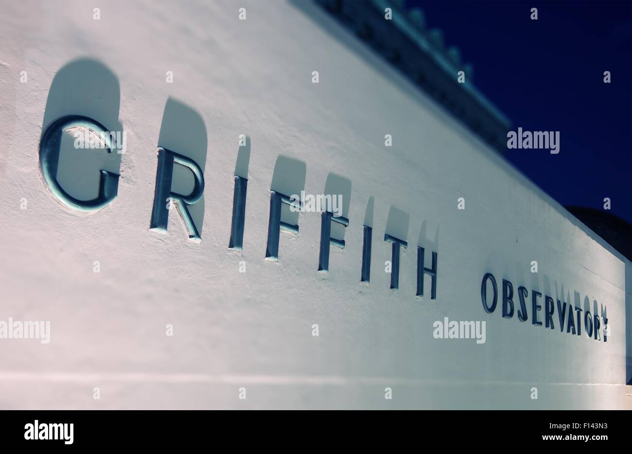 Griffith Observatory Wall Sign at Night. Los Angeles, California ...