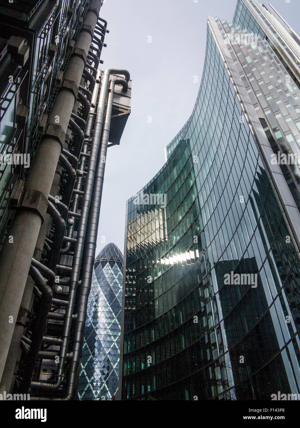 Grey skies over the Lloyds Building in the city of london financial ...