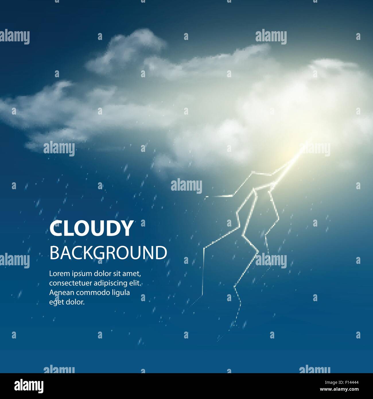 Thunderstorm Background With Cloud and Lightning, Vector Illustration ...