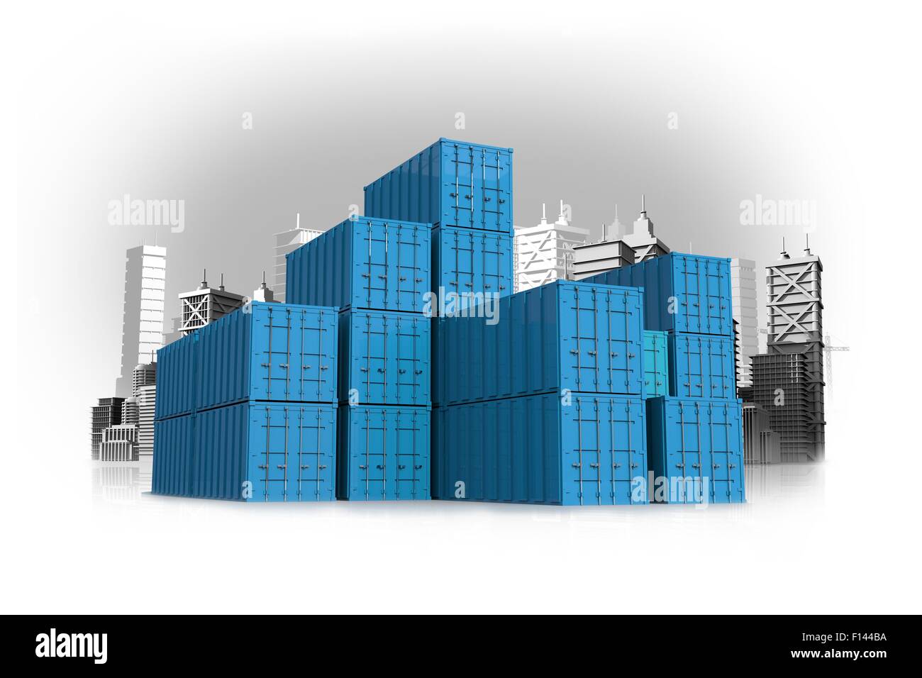 Blue International Shipping Containers Concept Illustration with ...