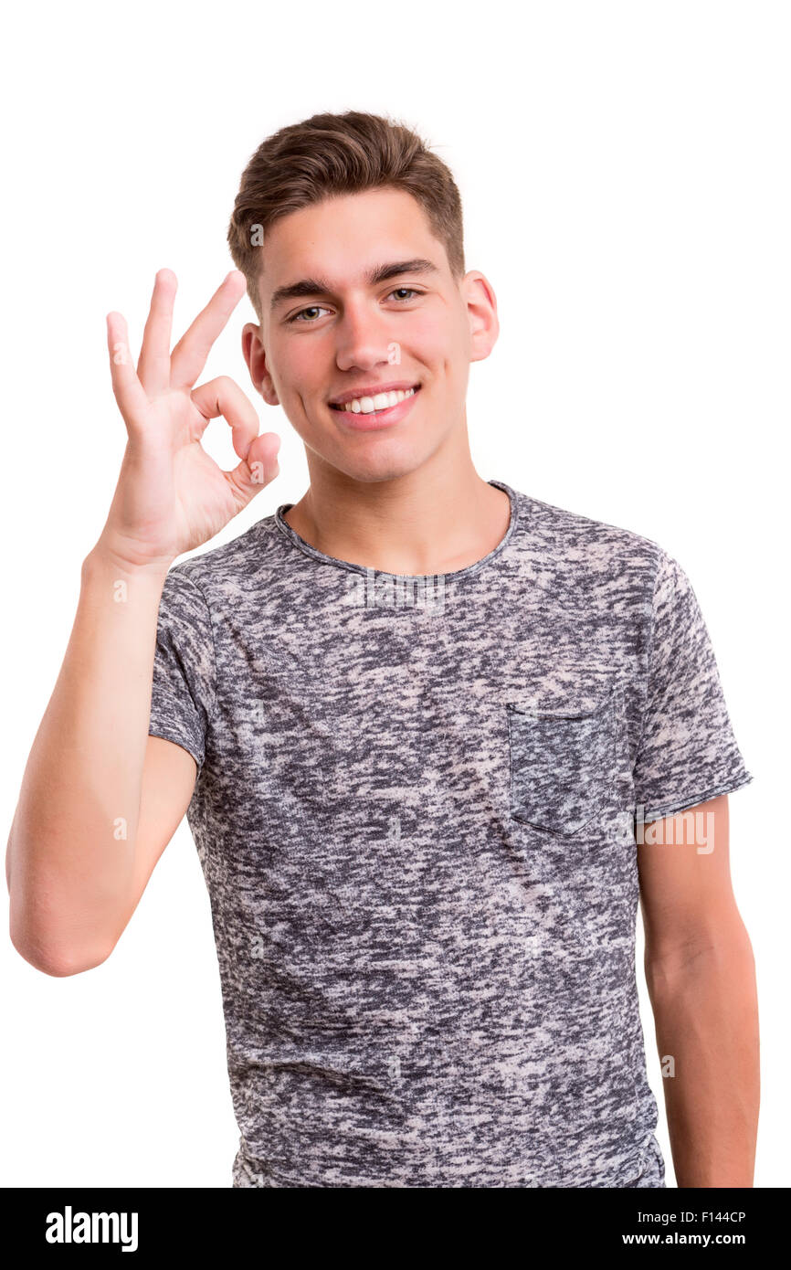 Young student expressing positivity - isolated over white Stock Photo ...