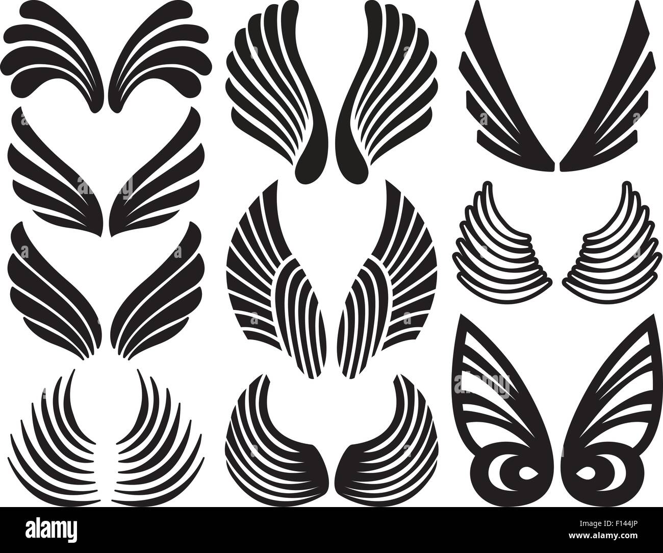 Ten Sets of Black Stylized Angel Wings Stock Vector Image & Art - Alamy